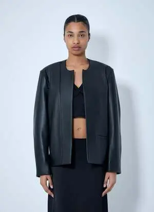TOTEME Open Front Leather Jacket - Black