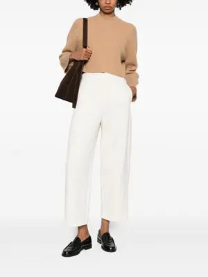 Max Mara Wool And Cotton Wide Leg Cropped Trousers