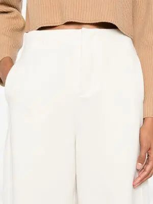 Max Mara Wool And Cotton Wide Leg Cropped Trousers