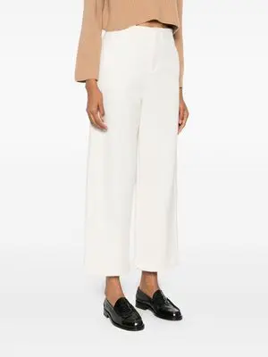 Max Mara Wool And Cotton Wide Leg Cropped Trousers