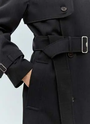 Burberry Long Wool Twill Trench Coat