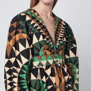 Farm Rio Green Heart Deco Mini Dress - Multicolor