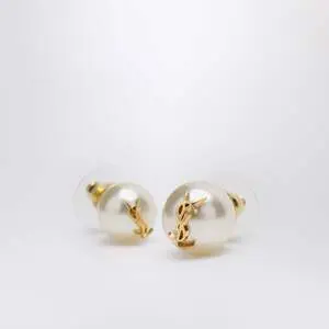 Saint Laurent Asymmetrical Earrings With Pearl And Cassandre Logo