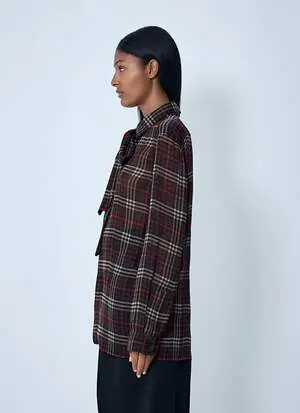 Saint Laurent Tartan Silk Cassandre Shirt - Gray