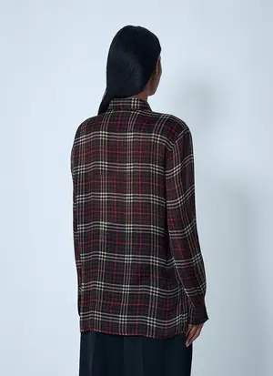 Saint Laurent Tartan Silk Cassandre Shirt - Gray