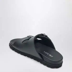 Prada Leather Double Buckle Slider Sandals