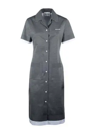 Miu Miu Short Sleeve Button Up Dress With Collar