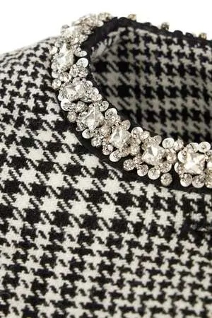 SELF-PORTRAIT Houndstooth Embellished Knitwear Jacket