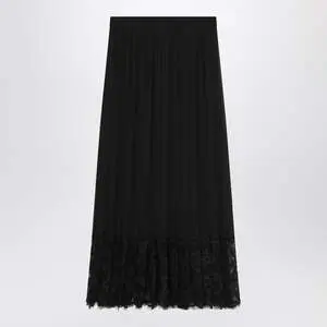 Dolce & Gabbana Chiffon Midi Skirt With Lace Trim - Black