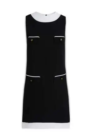 Moschino Sleeveless Dress With Contrast Trim And Button Details - Multicolor