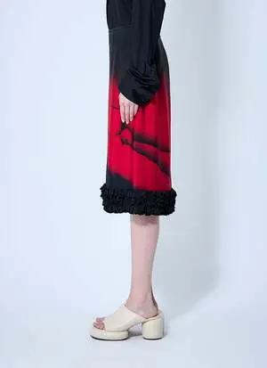 JIL SANDER Printed Midi Skirt With Ruffle Trim
