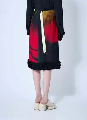 JIL SANDER Printed Midi Skirt With Ruffle Trim