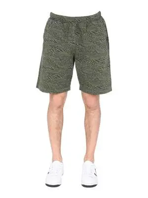 Kenzo Bermuda Shorts With Animal Print - Brown