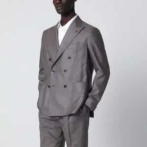Tagliatore Grey Silk And Wool Double-breasted Jacket - Gray