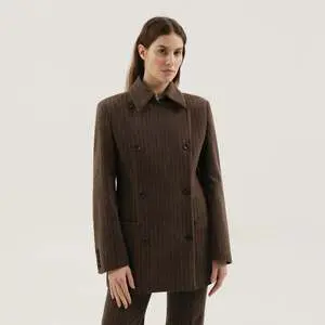 1989 STUDIO Double-breasted Pinstripe Wool Blazer - Brown