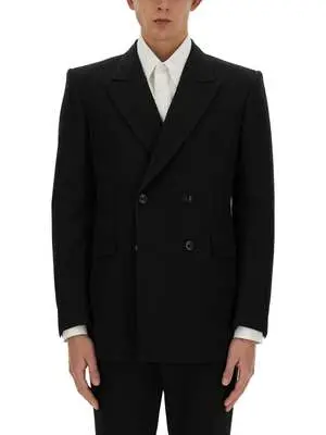 Alexander McQueen Double-breasted Jacket In Cotton - Black