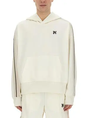 Palm Angels Monogram Embroidered Hoodie - White
