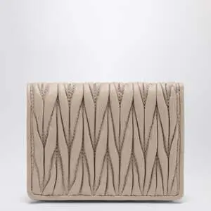 Miu Miu Compact Wallet In Powder- Quilted Nappa - Pink