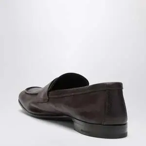 Prada Dark Leather Loafers - Brown