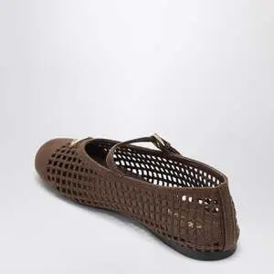 Prada Cocoa Crochet Knit Ballerina Flats - Brown