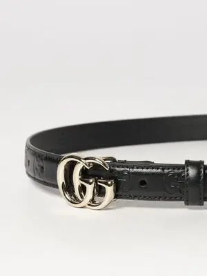 Gucci Calfskin Belt With Gold Tone Gg Buckle