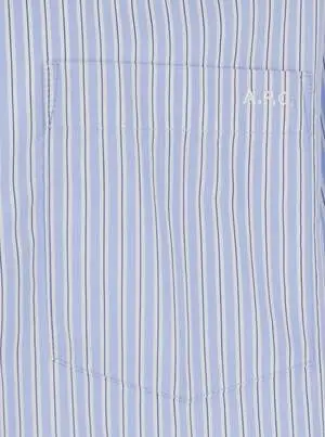 A.p.c. Light Blue Long-sleeved Shirt With Classic Collar And Striped Motif In Cotton For - Multicolor