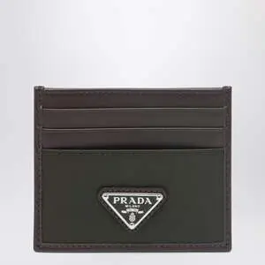 Prada Speedrock Card Holder In Re-nylon Camouflage And Leather - Green