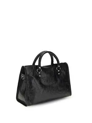 Balenciaga Le City Medium Handbag With Braided Handles And Knotted Zipper Pulls - Black