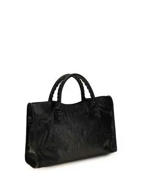 Balenciaga Le City Medium Handbag With Braided Handles And Knotted Zipper Pulls - Black