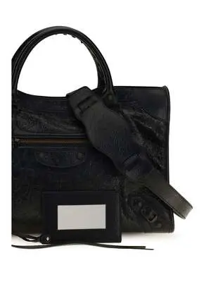 Balenciaga Le City Medium Handbag With Braided Handles And Knotted Zipper Pulls - Black