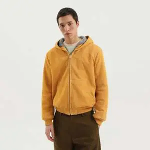 1989 STUDIO Suede Hoodie With Shearling Lining - Yellow