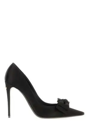 Dolce & Gabbana Black Satin Bow Detail High Heel Pumps