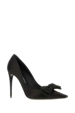 Dolce & Gabbana Black Satin Bow Detail High Heel Pumps