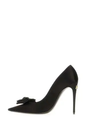 Dolce & Gabbana Black Satin Bow Detail High Heel Pumps