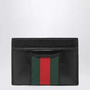 Gucci Web Cardholder With Horsebit In Leather