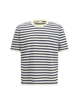 Prada Short-sleeve Striped Cotton Sweater