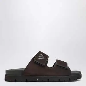 Prada Suede Strappy Sandals - Brown