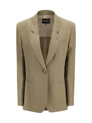 Giorgio Armani Single-breasted Linen Jacket - Brown