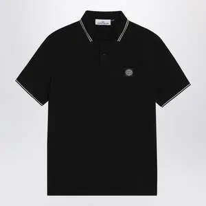 Stone Island Polo With Compass Logo Patch - Black