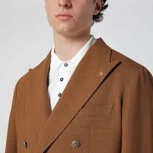 Tagliatore Caramel Double-breasted Wool Jacket - Brown