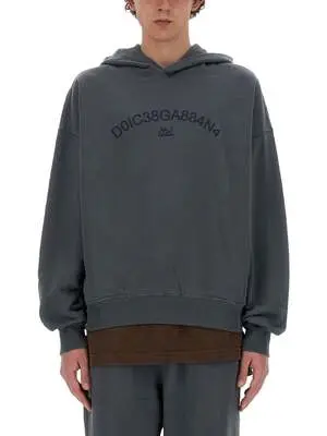Dolce & Gabbana Cotton Logo Hoodie - Gray
