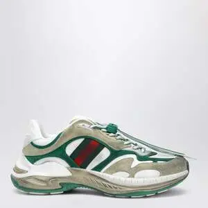 Gucci GUCCI Suede Sneakers With Delave Effect And GG Fabric Cream