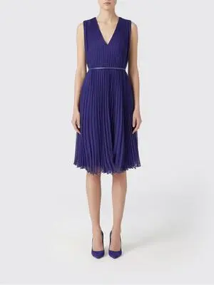 Max Mara Pleated Dress With Belt - Blue