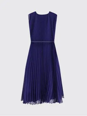 Max Mara Pleated Dress With Belt - Blue