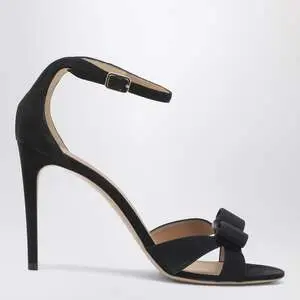 FERRAGAMO Vara Bow Suede Stiletto Sandal - Black