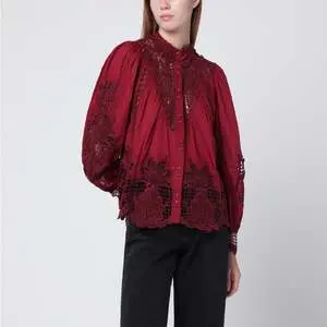 Farm Rio Guipure Lace Blouse - Red