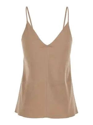 Brunello Cucinelli Spaghetti Strap V-neck Top