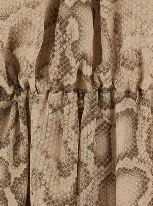 Andamane Beige Python Print Blouse With Fabric Knot Closure