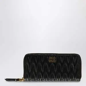Miu Miu Large Quilted Nappa Leather Wallet - Black