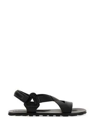 JIL SANDER Strappy Leather Sandals With Rubber Sole - Black